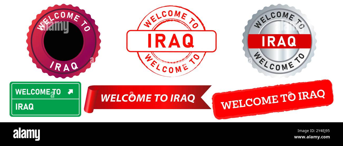 Welcome to Iraq west Asia famous place stamp badge tourist destination ...