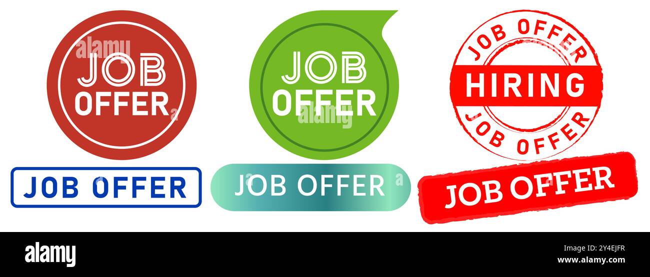 Job offer recruitment advertisement colorful stamp badge occupation ...