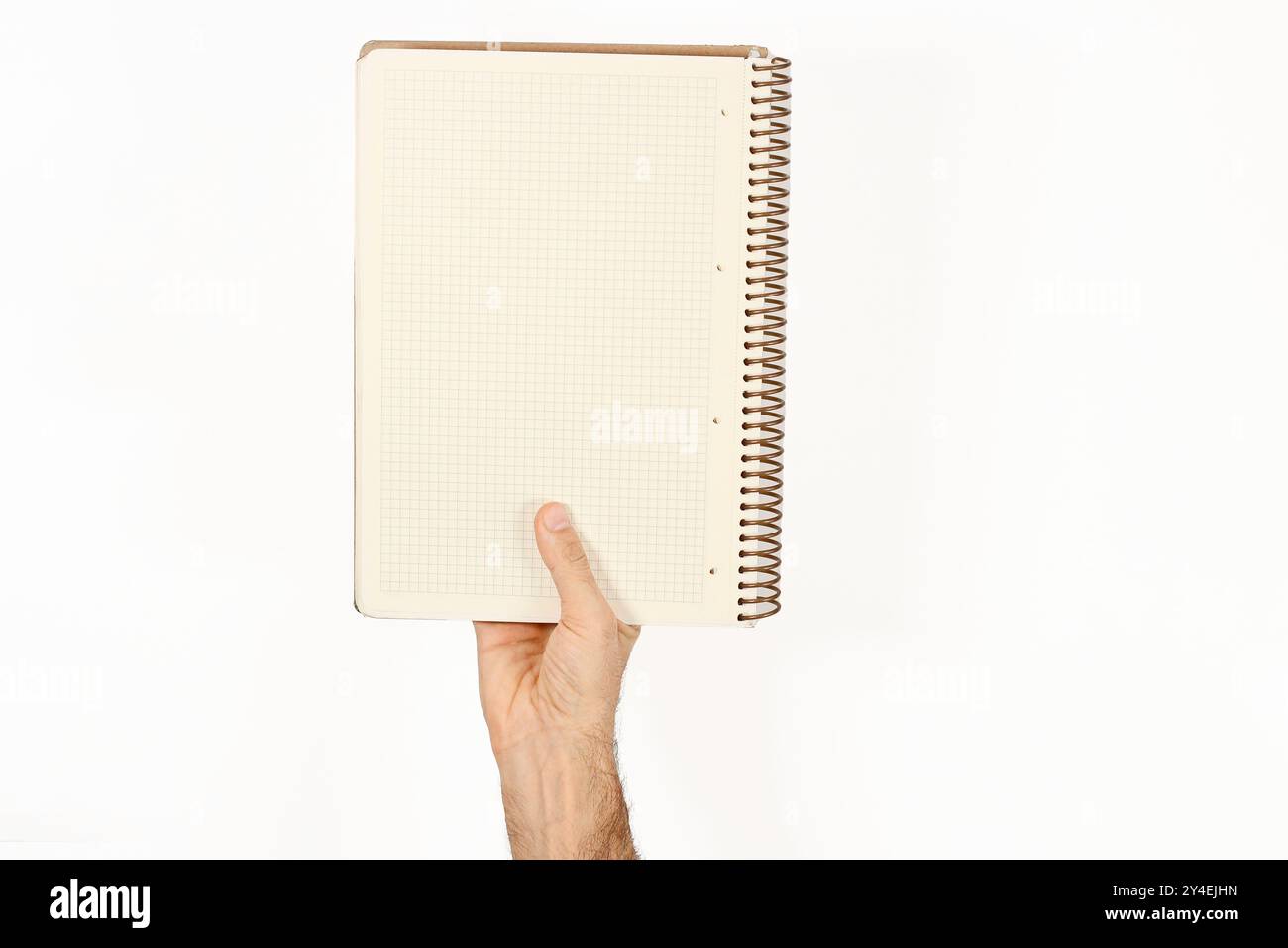 Notebook held by a man isolated on white background Stock Photo - Alamy