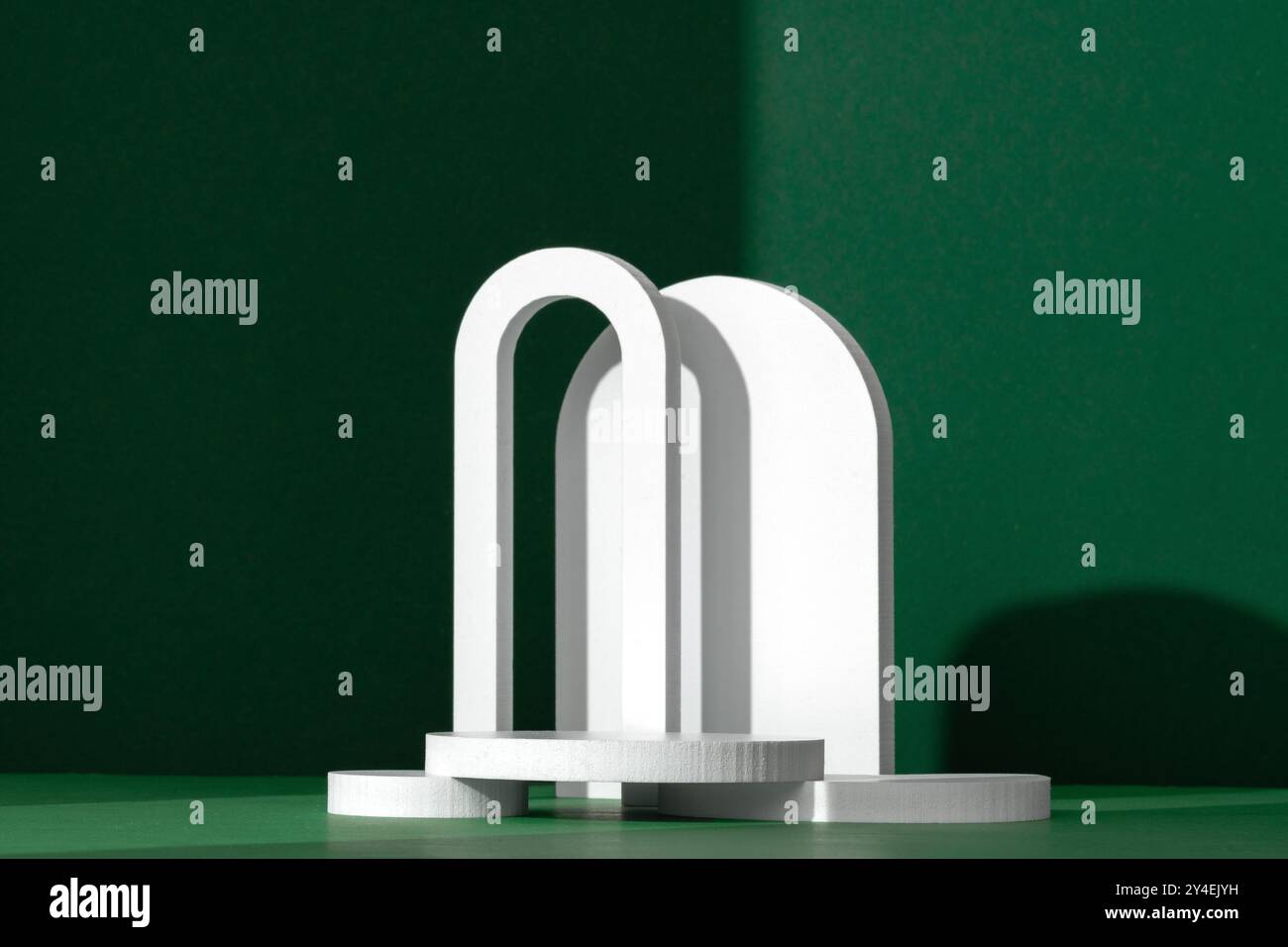 Modern White Architectural Shapes Against A Deep Green Background ...