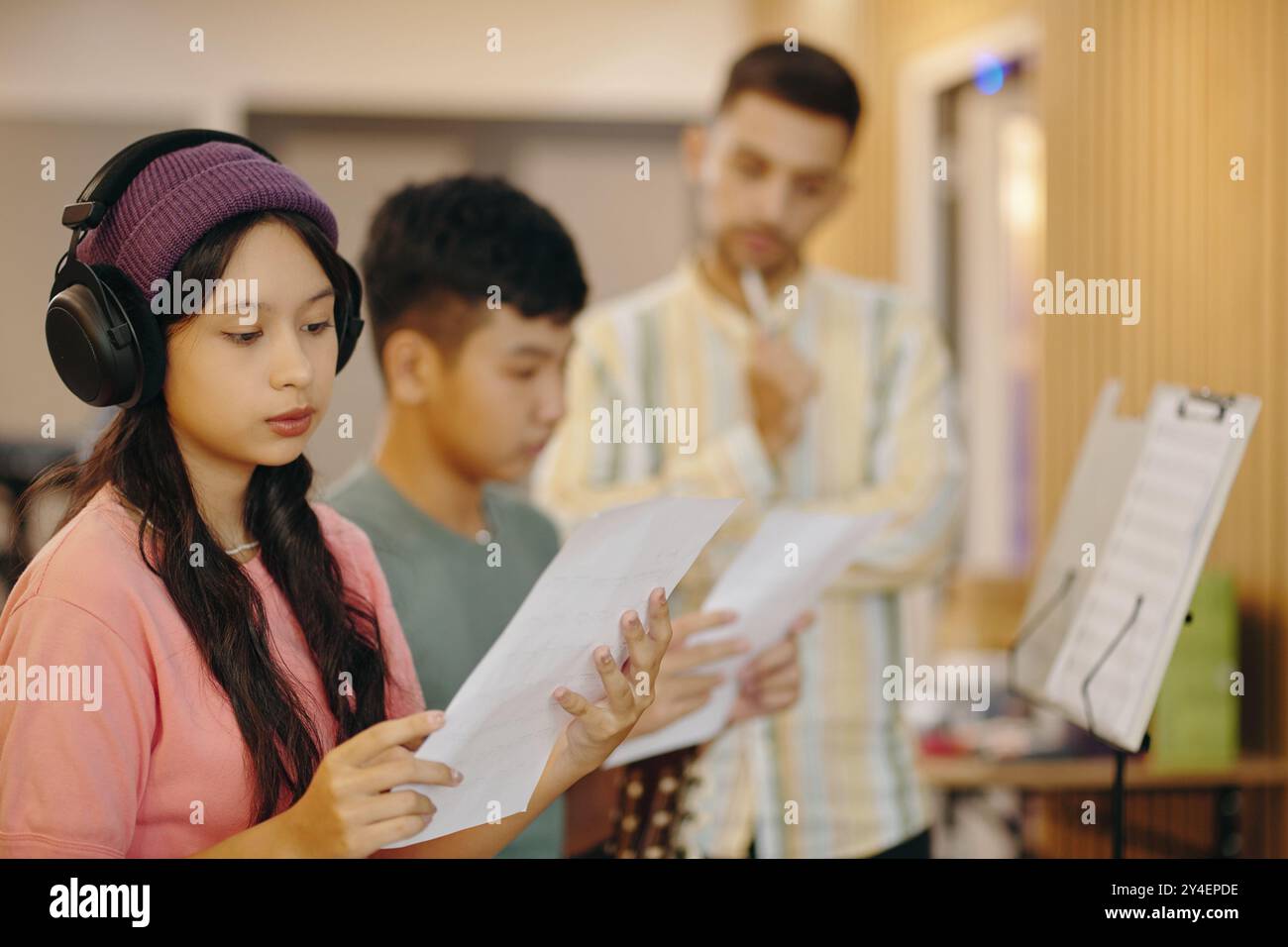 Preparing for Music Class Assignment in Study Room Stock Photo - Alamy