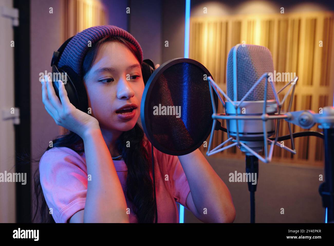 Capturing Young Talent Singing in Professional Studio Stock Photo - Alamy