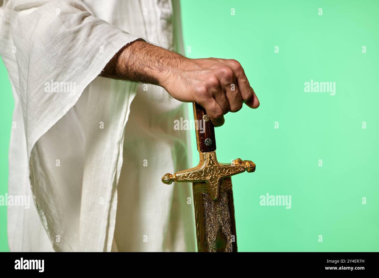 Traditional Saudi out-feet on chromakey. Arabian long saber - saif ...