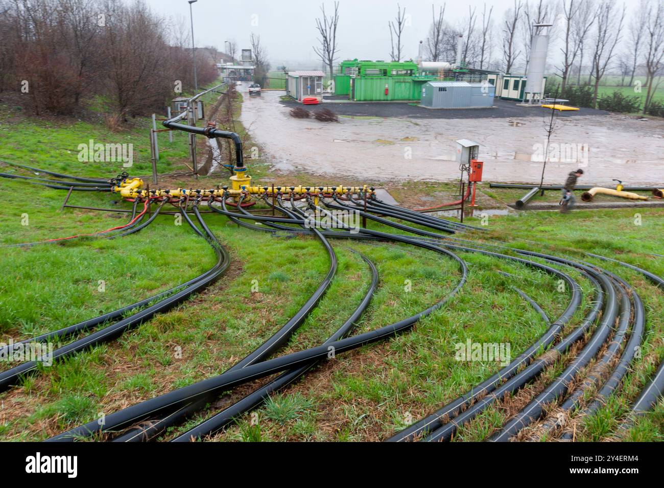 Gas production and distribution pipes. Gas pipeline and methane ...