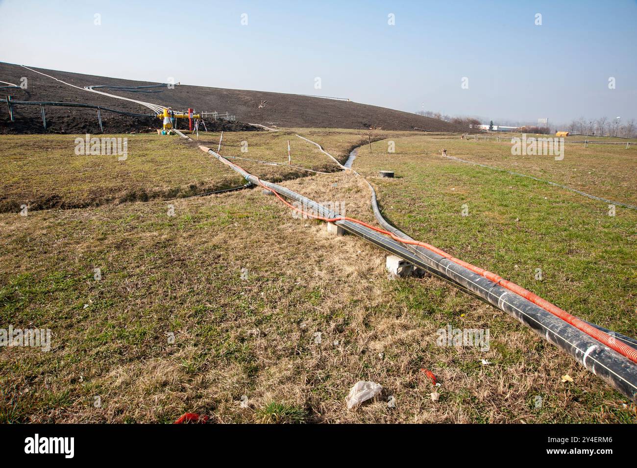Gas production and distribution pipes. Gas pipeline and methane ...