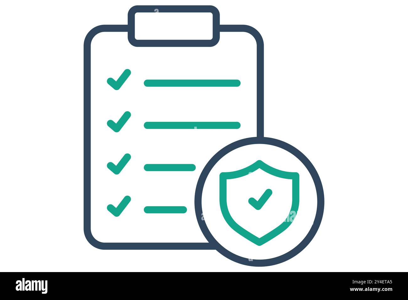 Insurance policy icon. line icon style. checklist board with shield ...