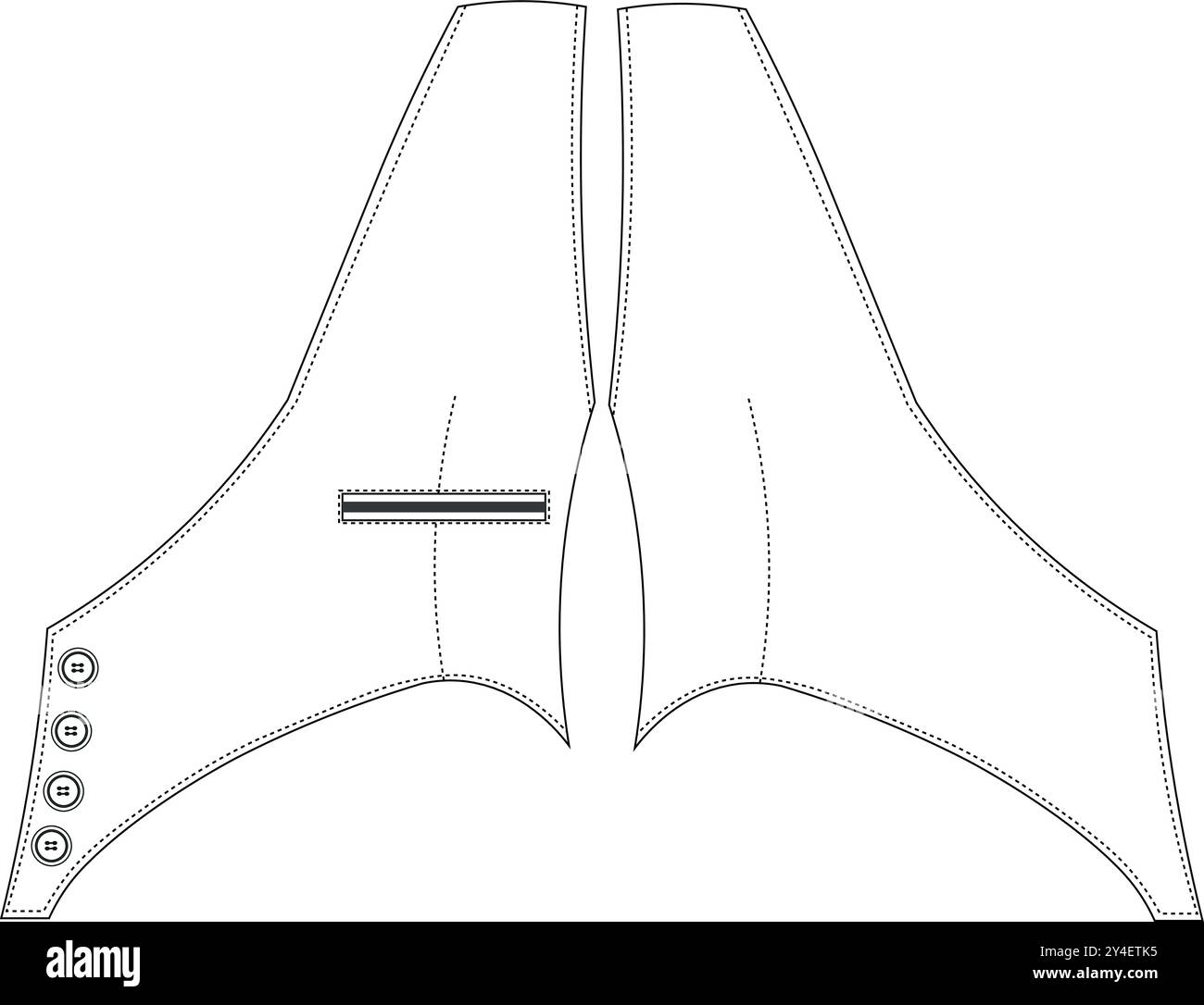 asymetrical single sided single sleeve vest technical drawing flat ...