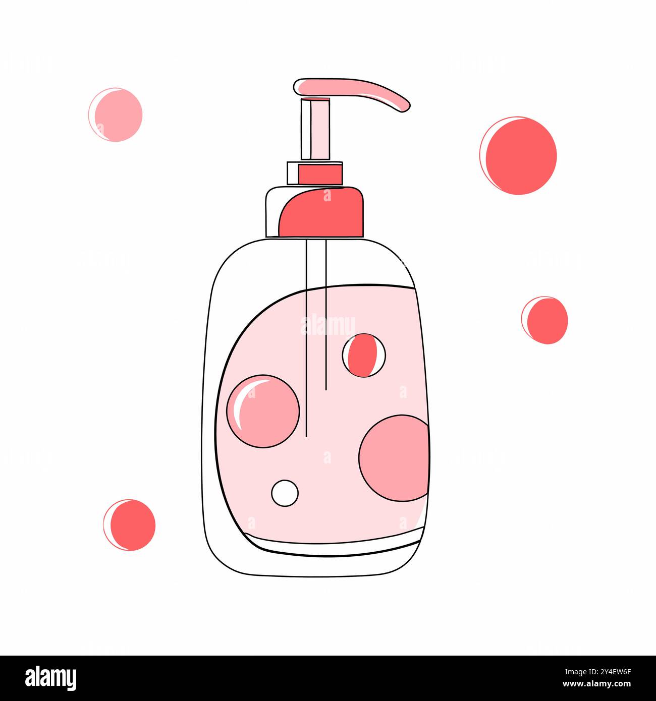 A vector illustration of a liquid soap dispenser with bubbles, perfect ...