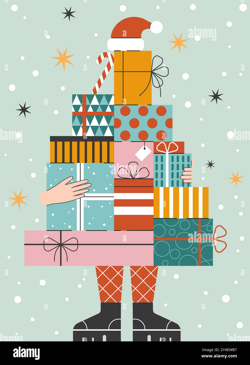 Gift wrapped boxes snow Stock Vector Images - Alamy