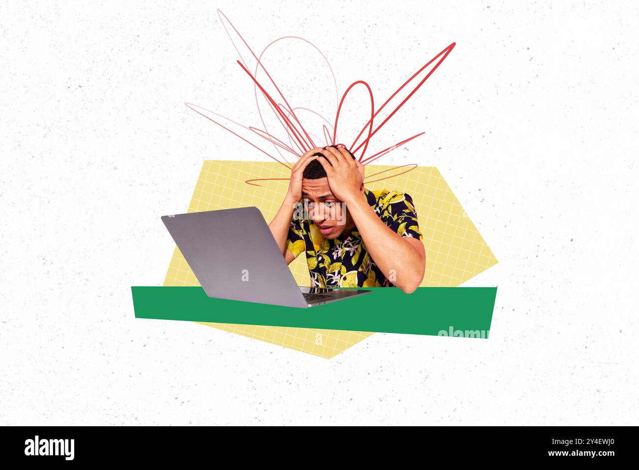 Composite trend artwork sketch image photo collage of business confused ...