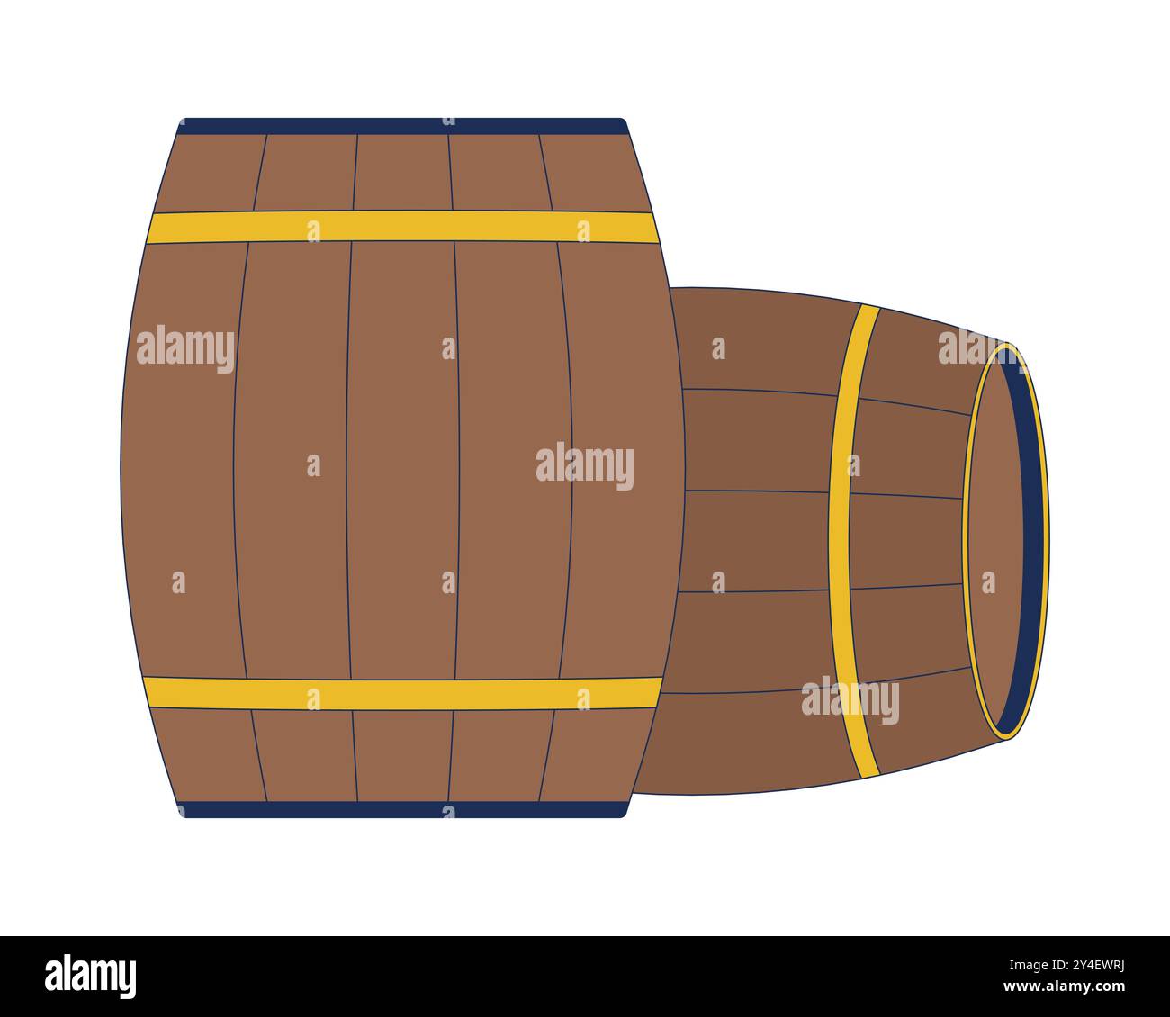 Old fashioned wooden barrels 2D cartoon objects Stock Vector Image ...