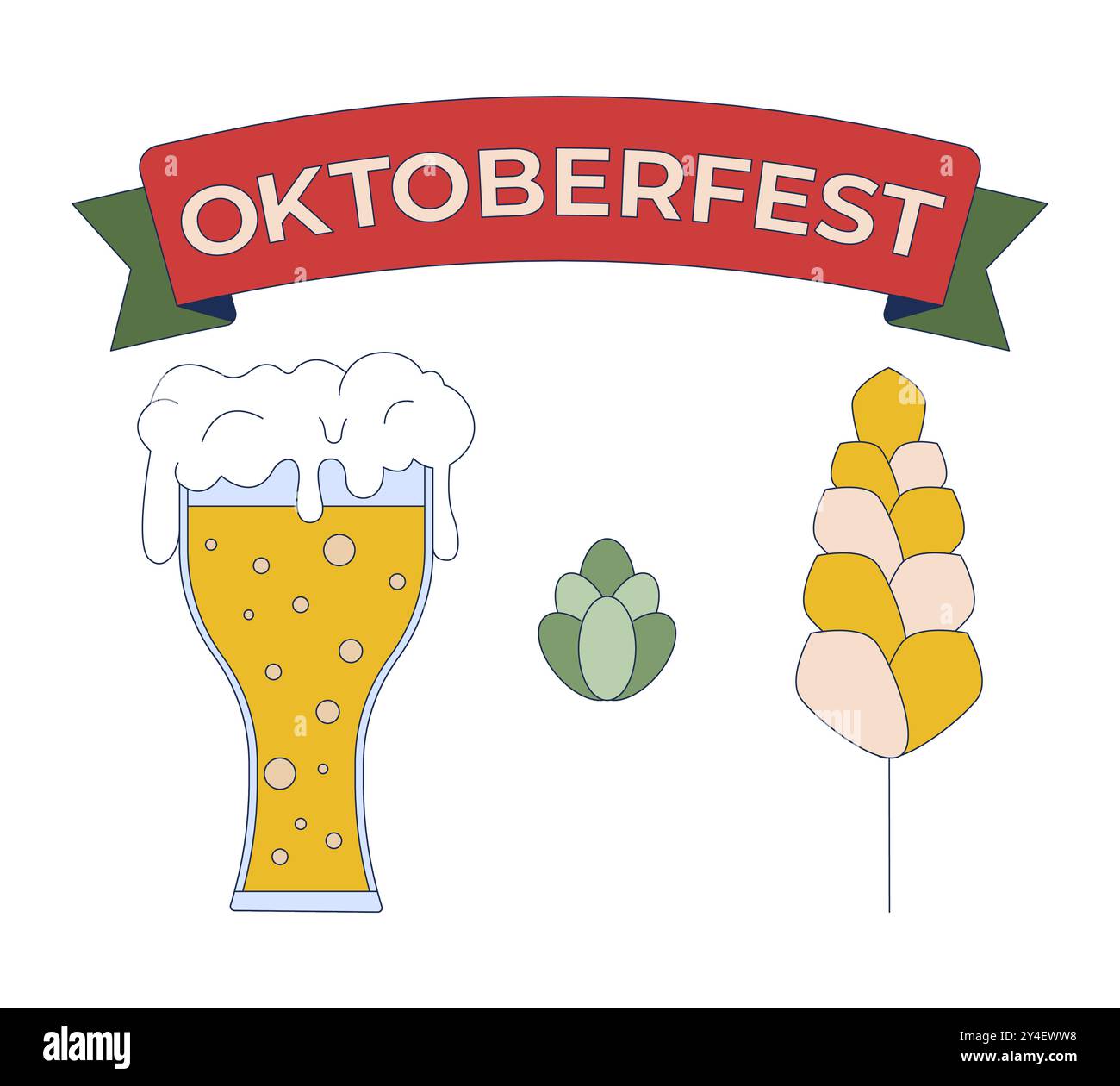 Oktoberfest beer ingredients 2D cartoon objects set Stock Vector Image ...