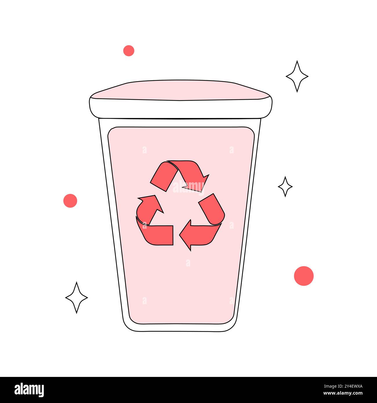 A minimal vector image of a recycling bin with a red recycling symbol ...