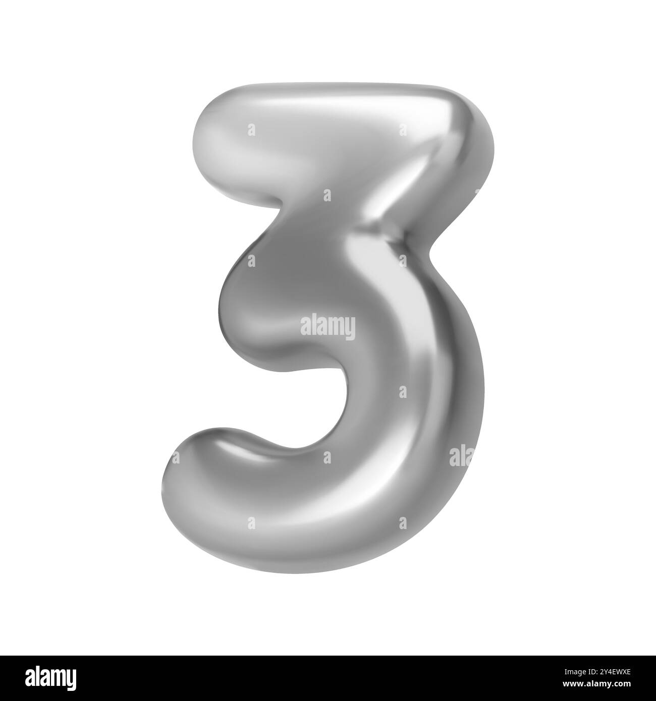 Number silver 3. Foil and chrome balloon number three in 3d style ...
