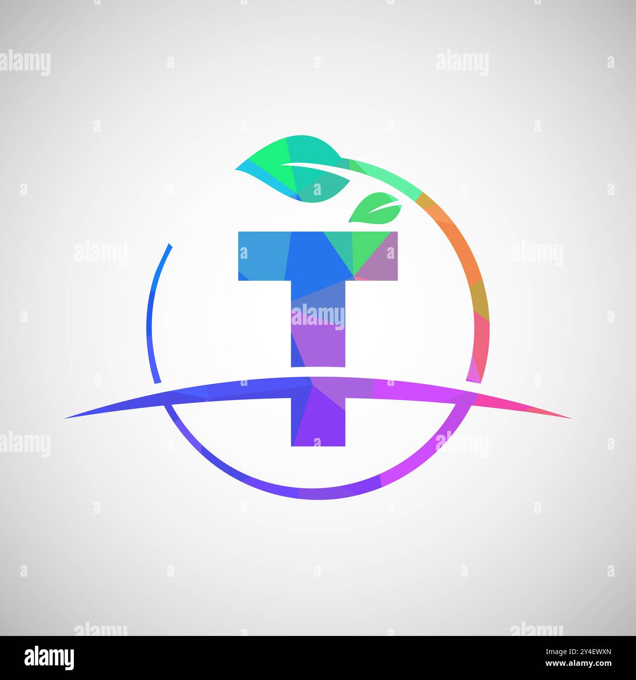 English alphabet with circle leaf and swoosh. Eco-friendly logo concept ...