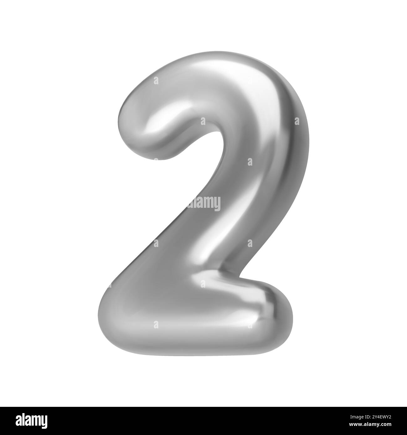 Number silver 2. Foil and chrome balloon number two in 3d style. Realistic design elements ...