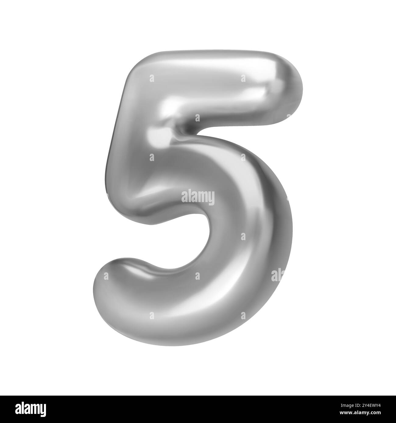 Number silver 5. Foil and chrome balloon number five in 3d style ...