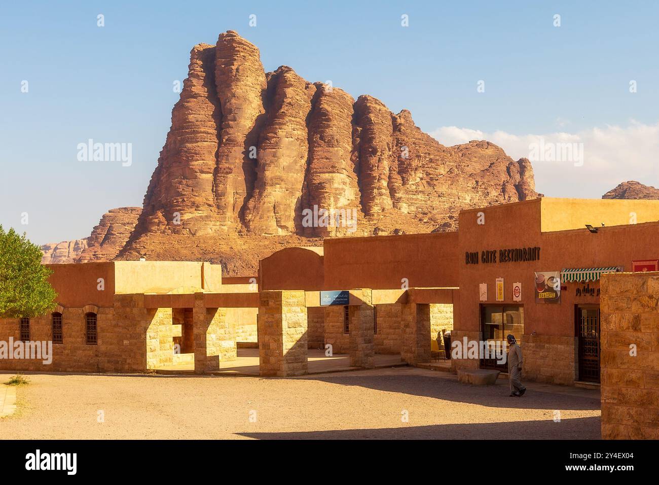 Jordan, Wadi Rum - November 2, 2022: View of entrance to Wadi Rum ...