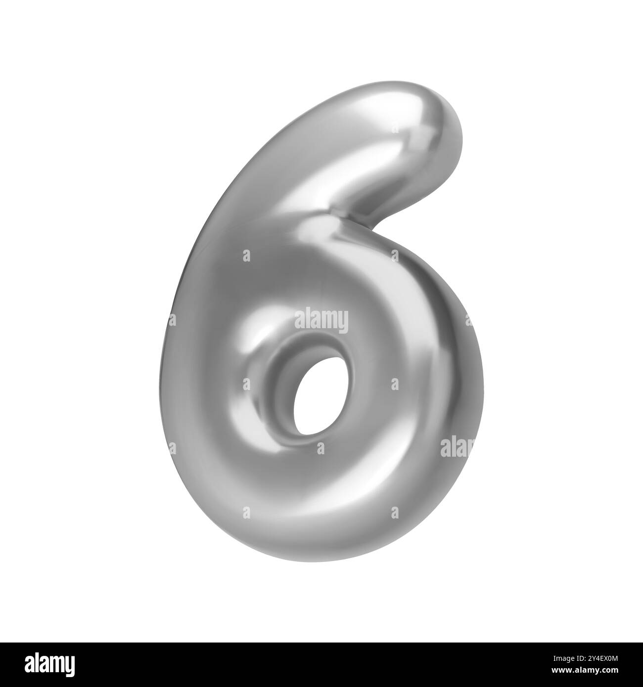 Number silver 6. Foil and chrome balloon number six in 3d style ...