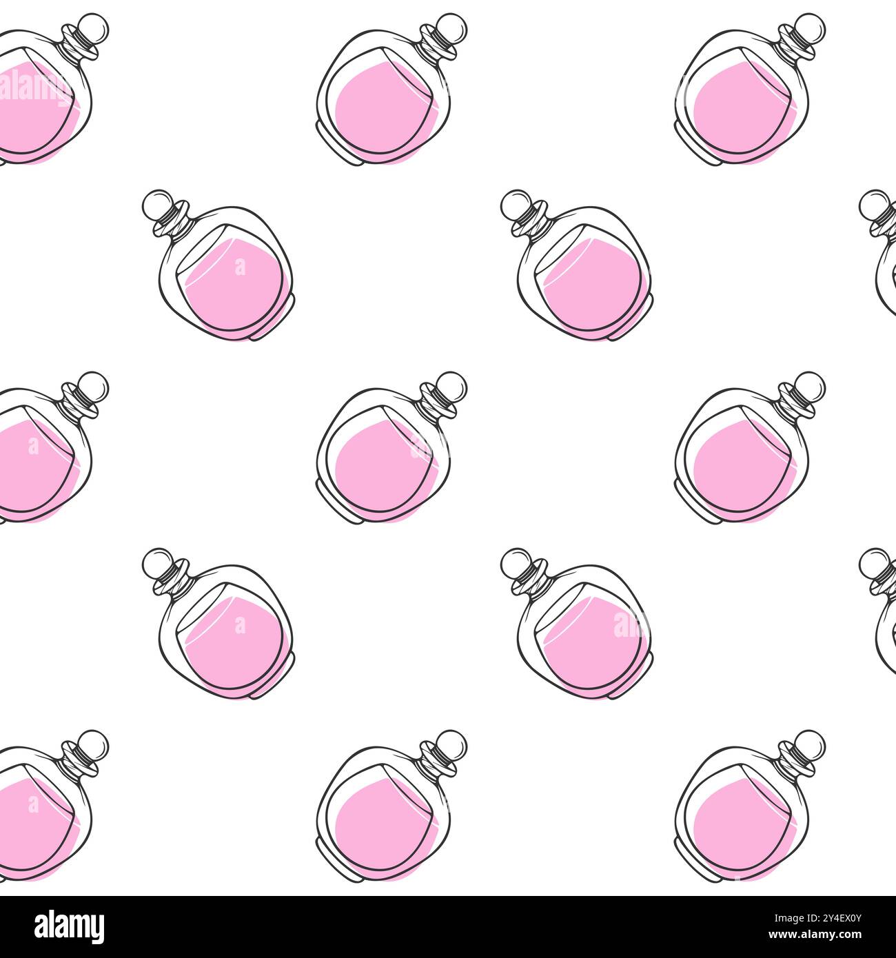 Perfume pink bottles doodle pattern, in minimalist style featuring line ...