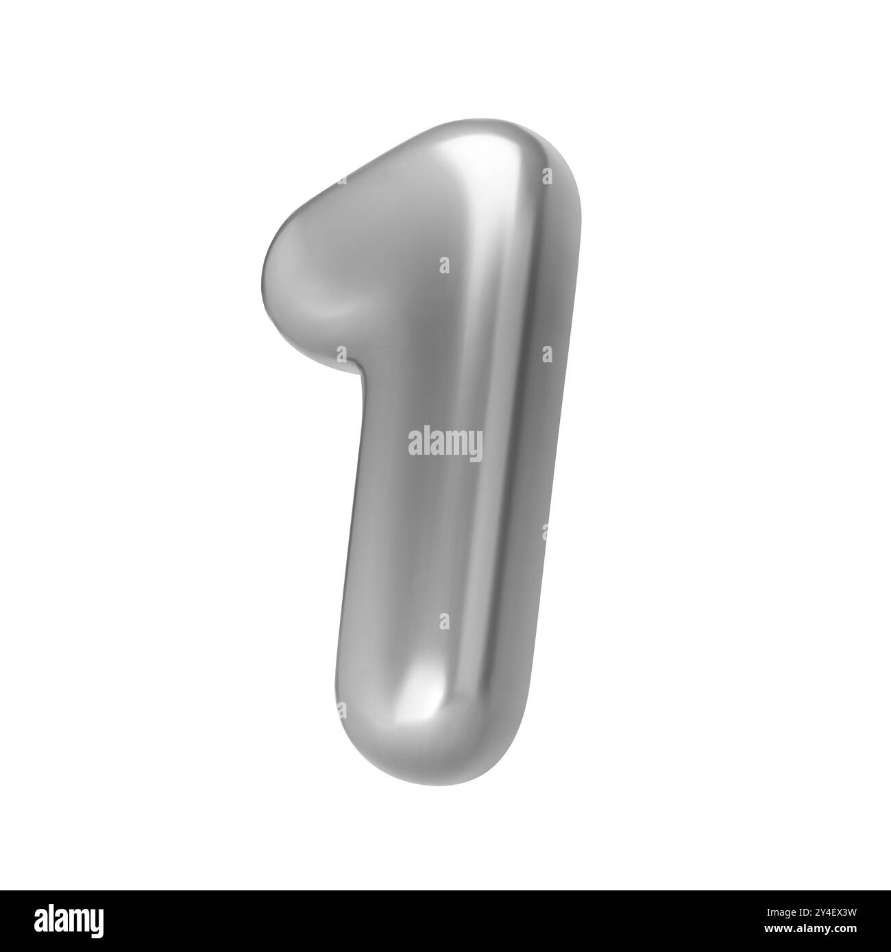 Number silver 1. Foil and chrome balloon number one in 3d style ...