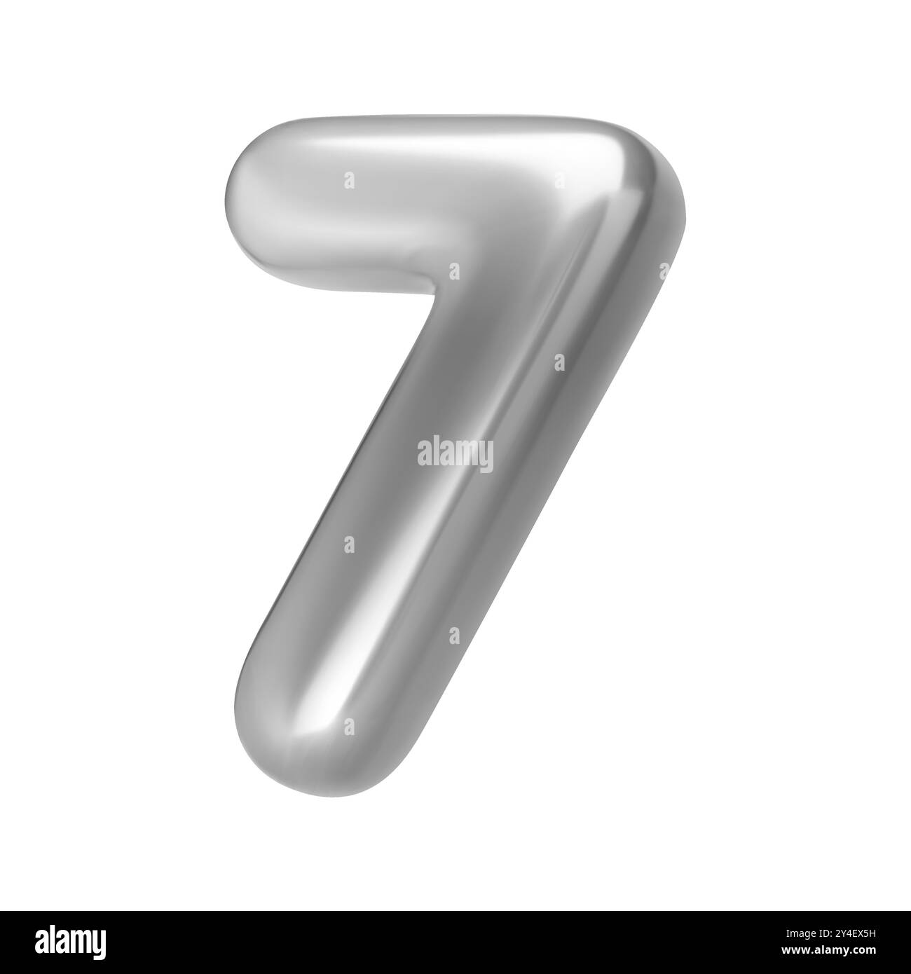 Number silver 7. Foil and chrome balloon number seven in 3d style ...
