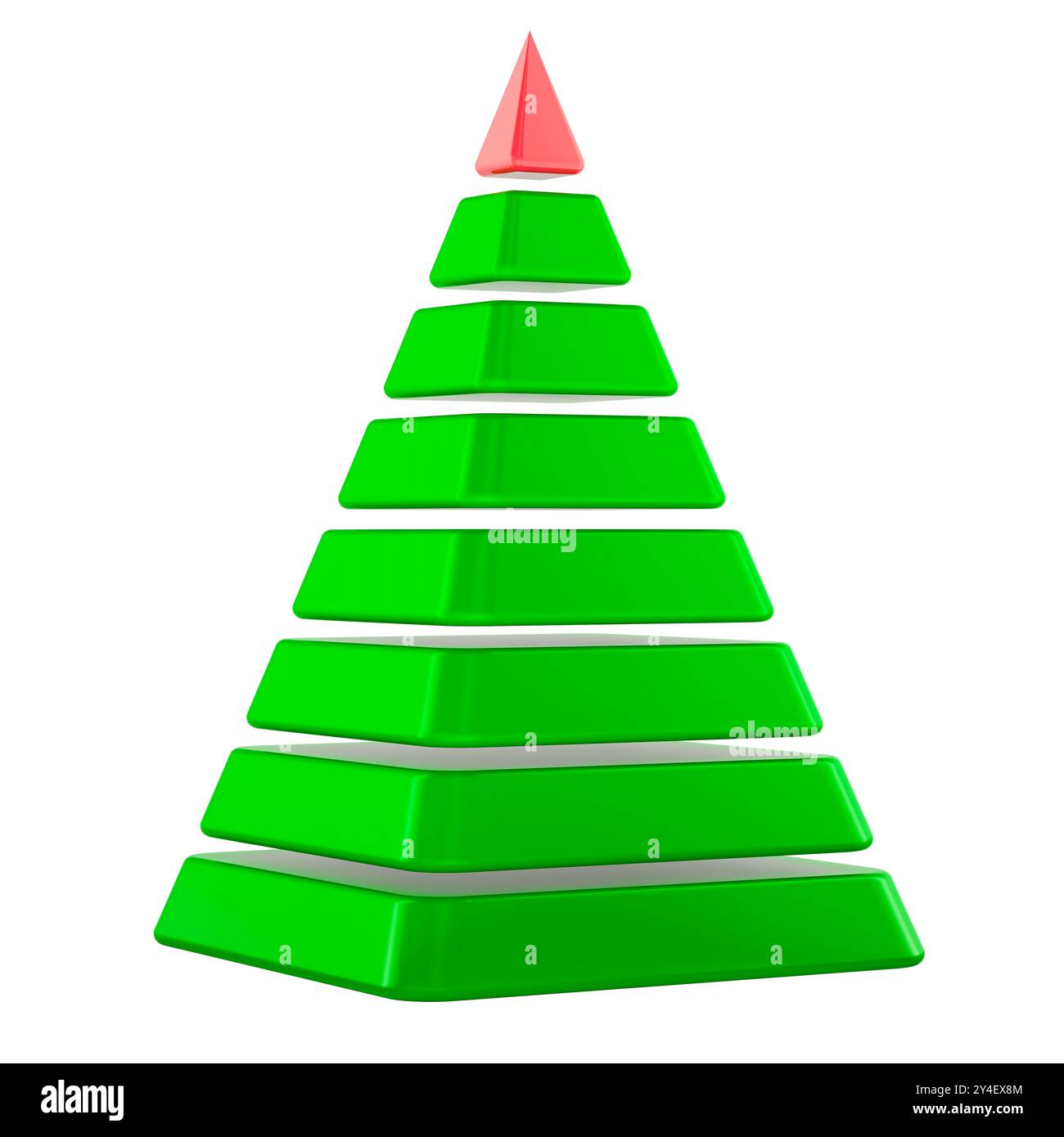 Abstract Christmas Treep Pyramid, green color. 3D rendering isolated on ...