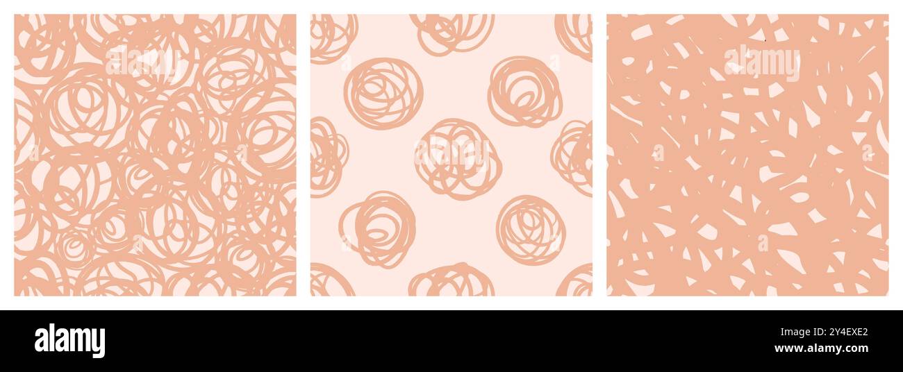 Bold Doodle Lines pattern set. Abstract Squiggle Wavy print. Naive ...