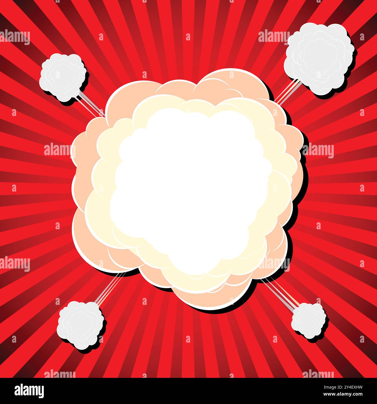 Comic style explosion bubble on striped red background Stock Vector Image & Art - Alamy