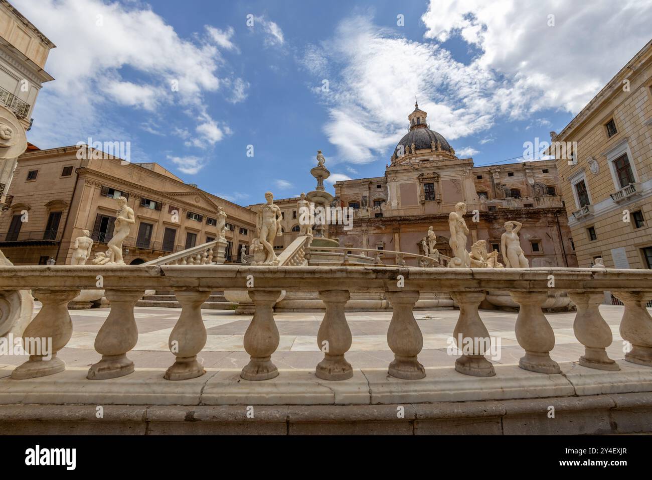 View of Pretoria fountain in Pretoria square in the historic center of ...