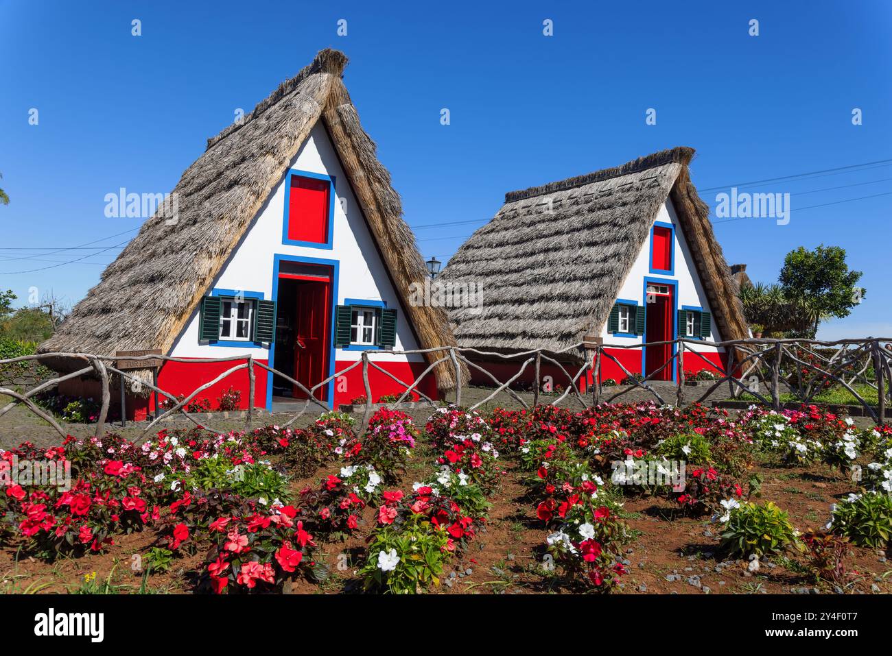 Traditional triangular Madeira homes in Santana on Madeira, Portugal ...