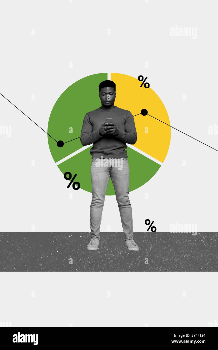 Vertical poster collage young man economist trader finance money ...