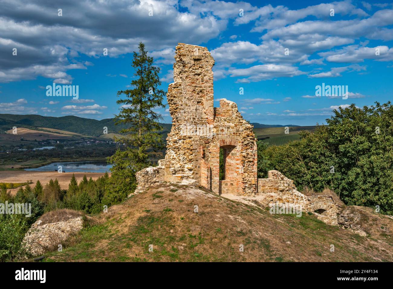 Plavecky Castle ruins ddddover village of Plavecké Podhradie in ...