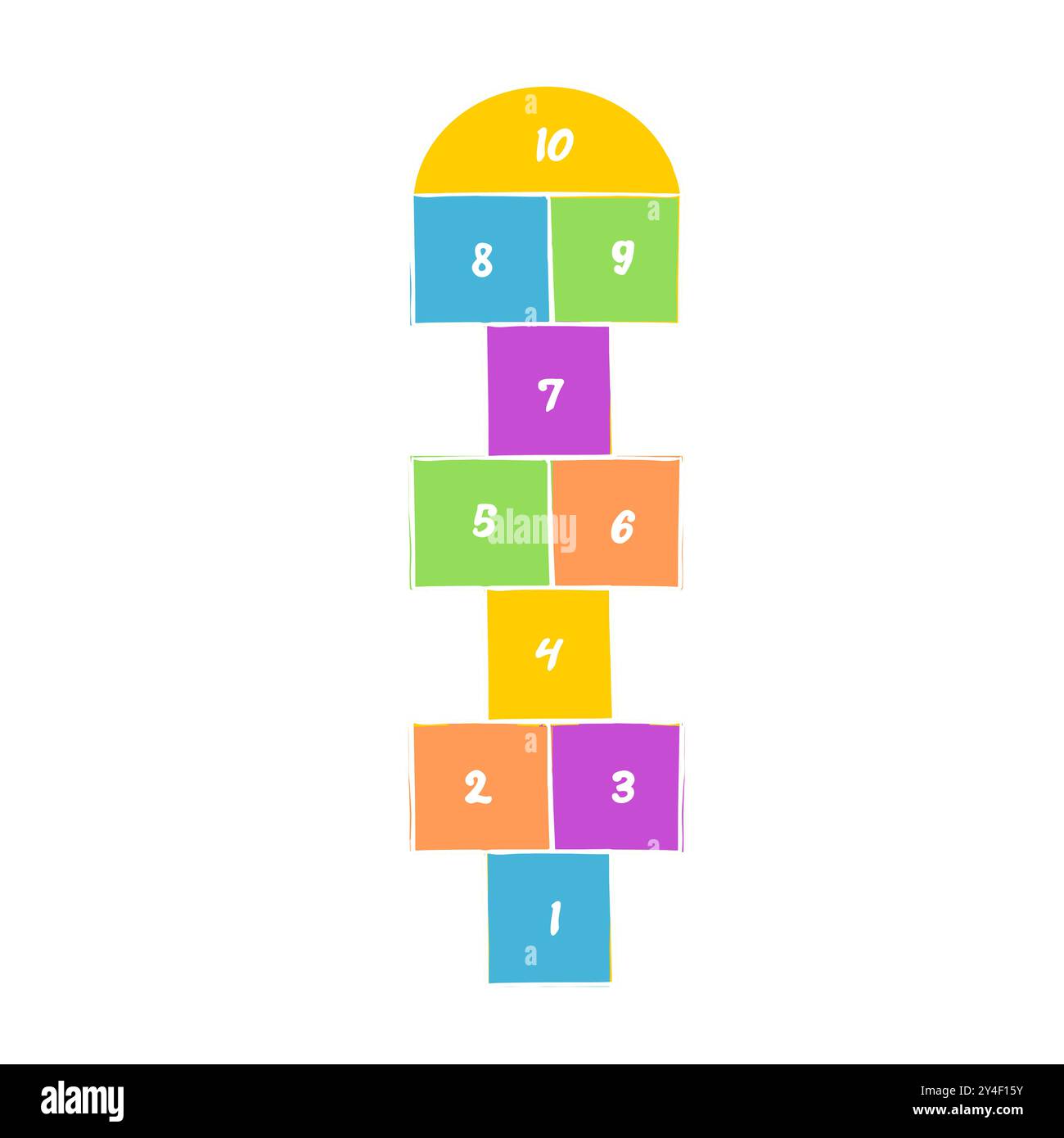 Hopscotch chalk doodle drawing, street Jumping game kids activity. Hop ...