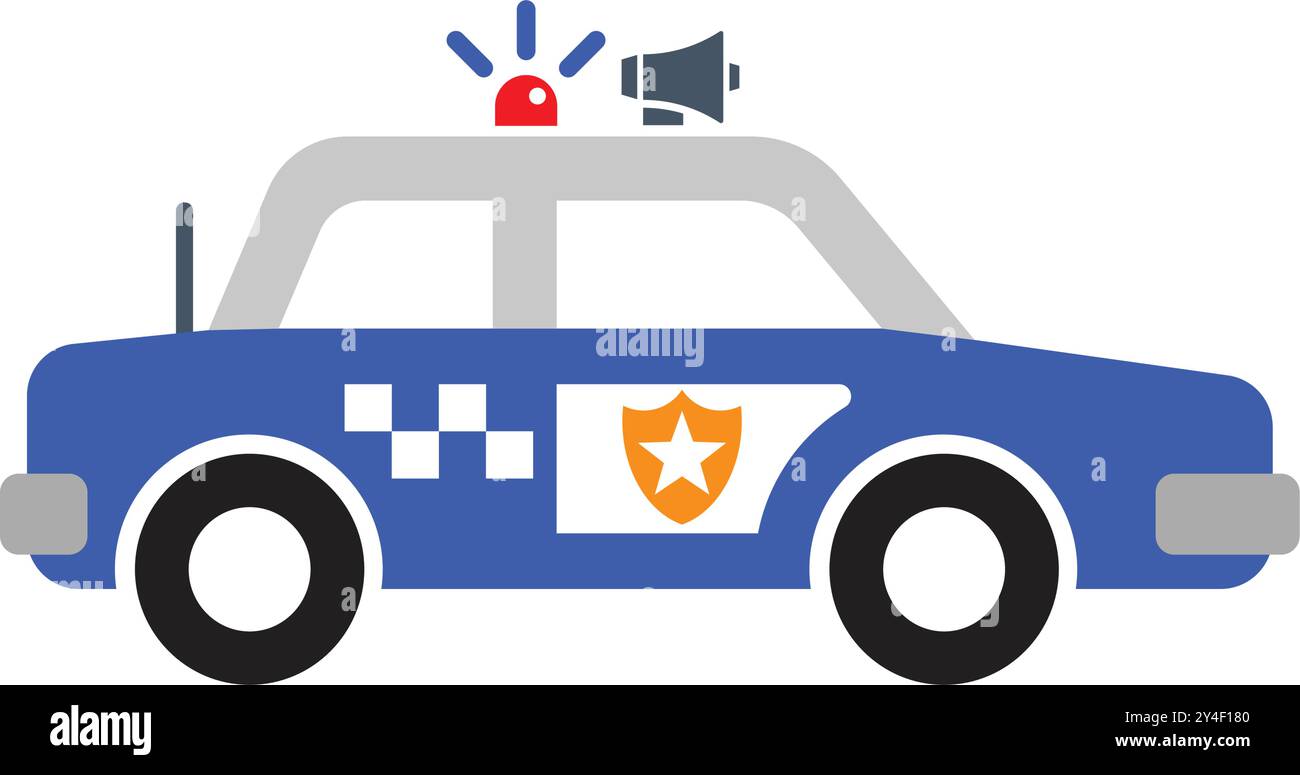 simple police cop patrol squad car blue and white silhouette side view ...