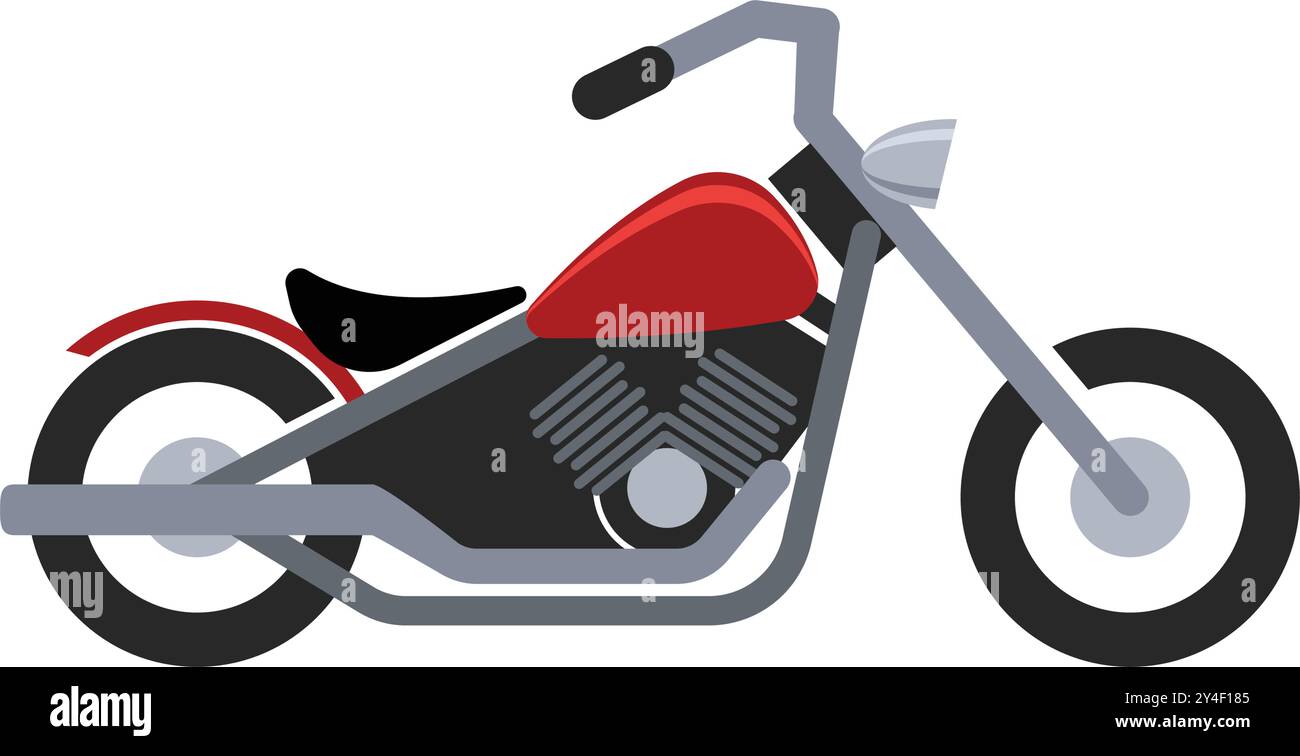 simple chopper cruiser motorcycle motorbike color silhouette side view ...
