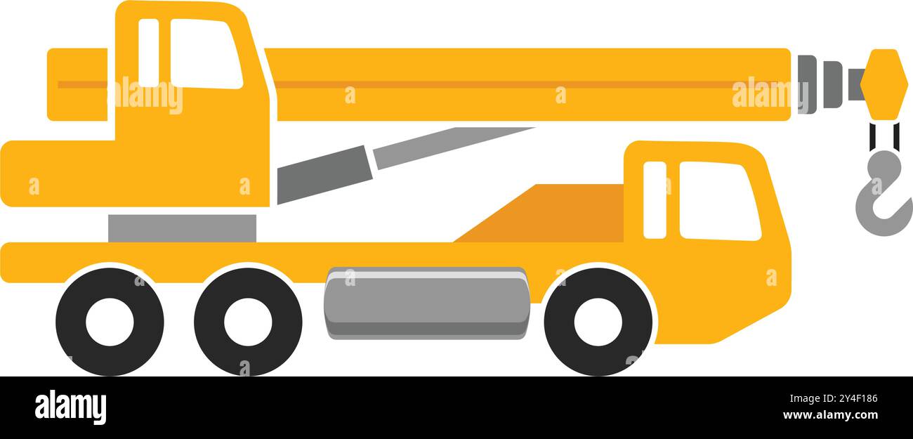 mobile crane truck simple yellow silhouette side view icon symbol ...
