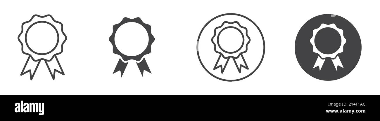 Badge icon set in thin line outline style and linear vector sign Stock ...