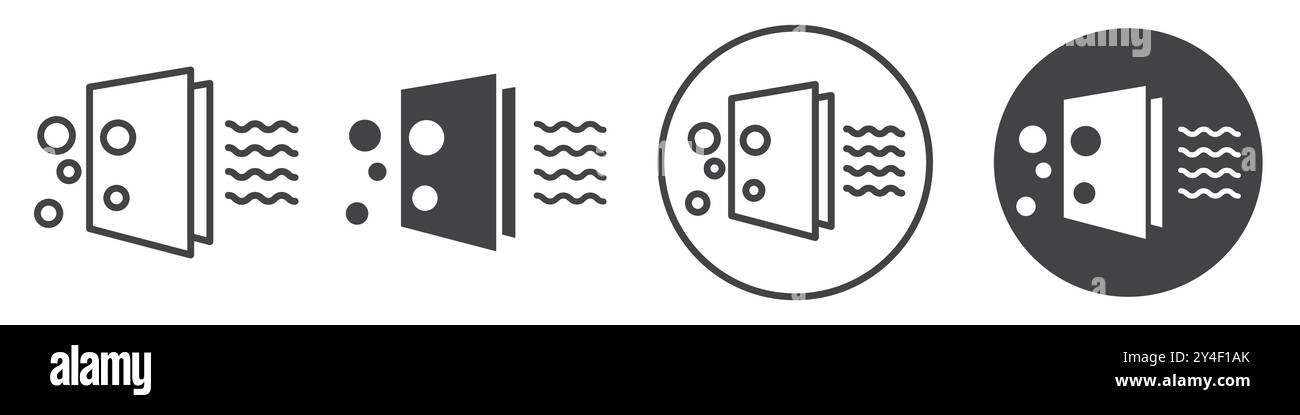 Air purification icon set in thin line outline style and linear vector ...