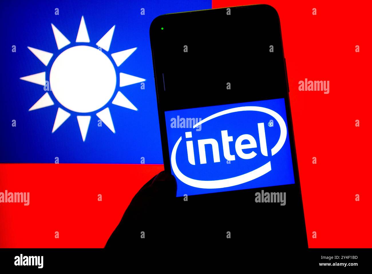 India. 17th Sep, 2024. In this photo illustration, an Intel logo seen ...