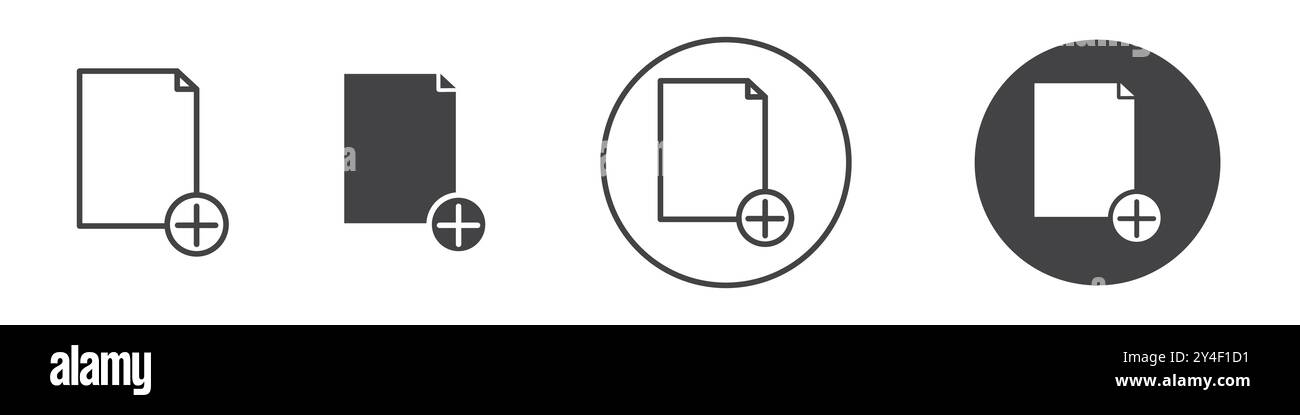 Add Document Icon Set In Thin Line Outline Style And Linear Vector Sign Stock Vector Image And Art
