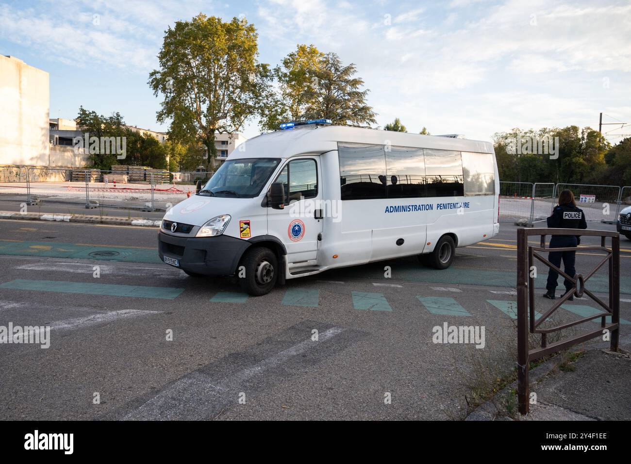 The prison van arrives to the courtroom on September 18, 2024 at the ...