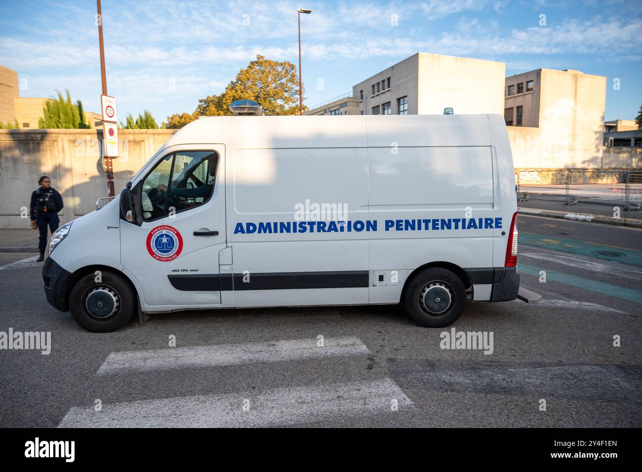 The prison van arrives to the courtroom on September 18, 2024 at the ...