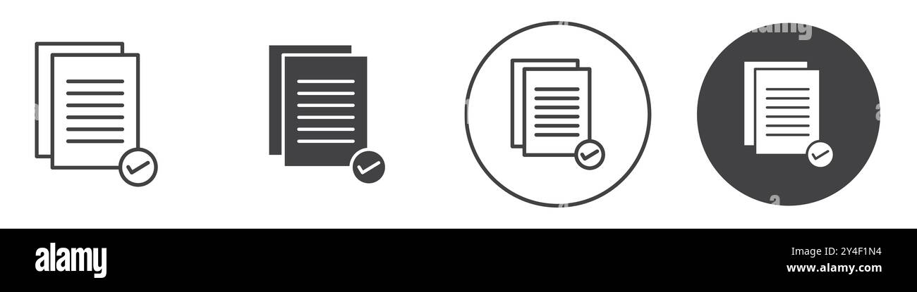 Accept document icon set in thin line outline style and linear vector sign Stock Vector Image ...