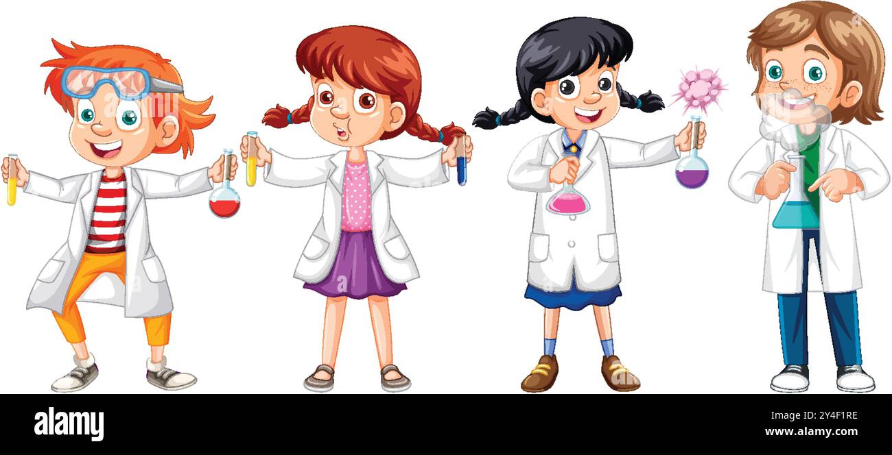Children in lab coats with test tubes Stock Vector Image & Art - Alamy