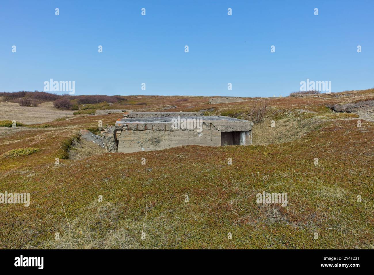 Old damaged WW2 german bunkers near the Russian border in spring ...