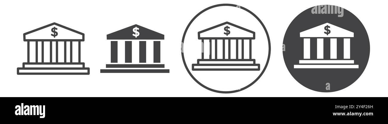 Bank icon set in thin line outline style and linear vector sign Stock Vector Image & Art - Alamy