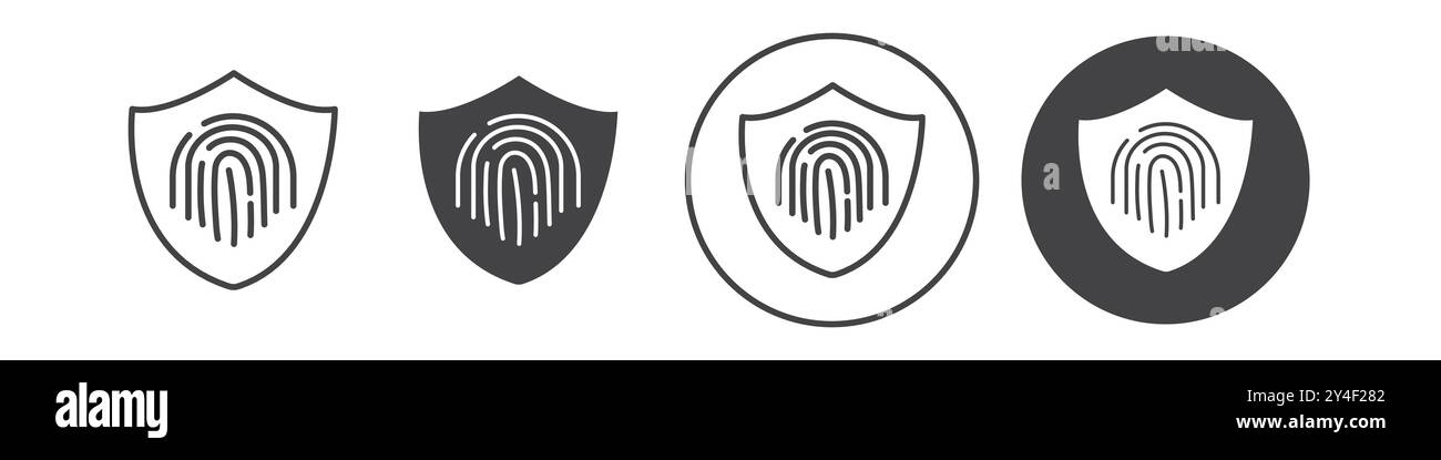 Biometric security icon set in thin line outline style and linear vector sign Stock Vector Image ...