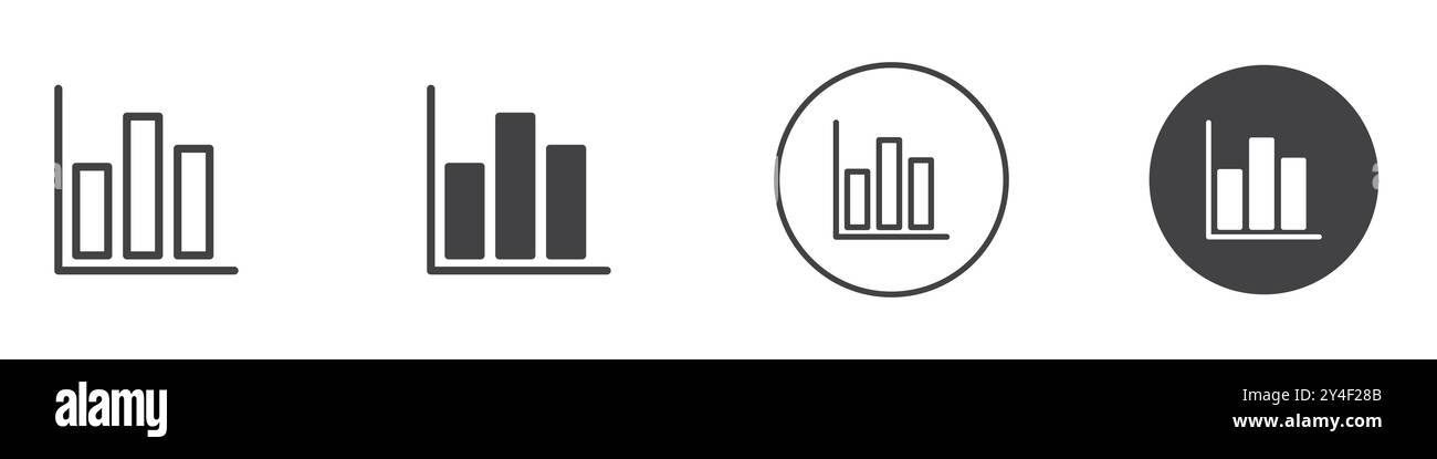 Bar Chart Icon Set In Thin Line Outline Style And Linear Vector Sign