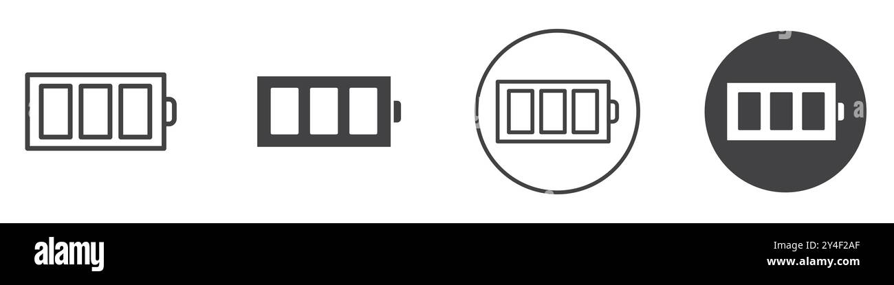 Battery Icon Set In Thin Line Outline Style And Linear Vector Sign Stock Vector Image And Art Alamy